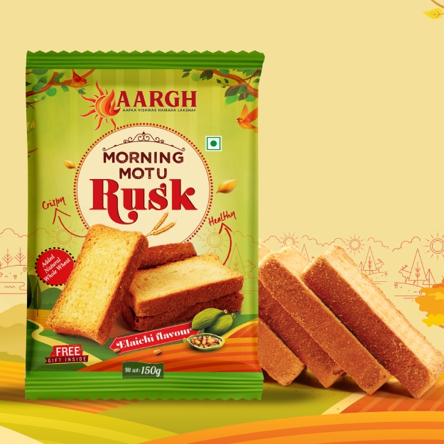 rusk packaging design agency | wheat rusk pouch Packaging Design